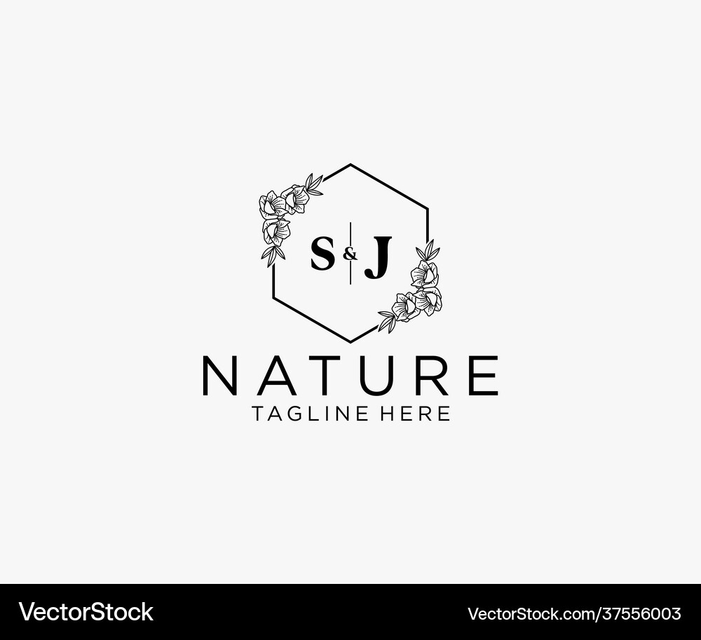 Initial sj letters botanical feminine logo Vector Image