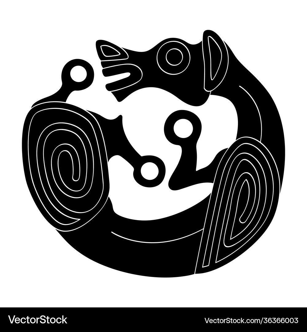 Monochrome icon with ancient scythian art Vector Image