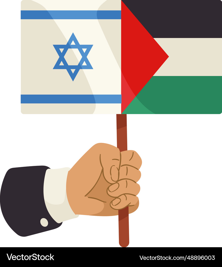 Palestine and israel flags on pole Royalty Free Vector Image