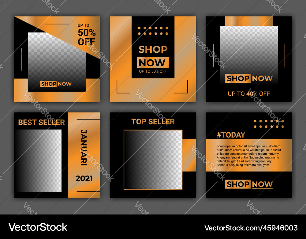Social media post collection set puzzle template Vector Image
