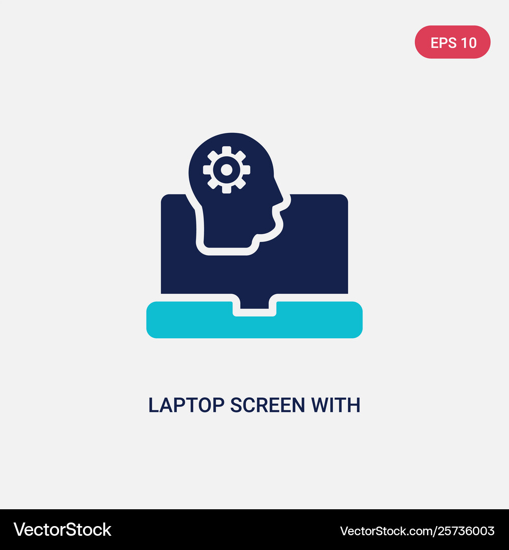 Two color laptop screen with human head graphic Vector Image