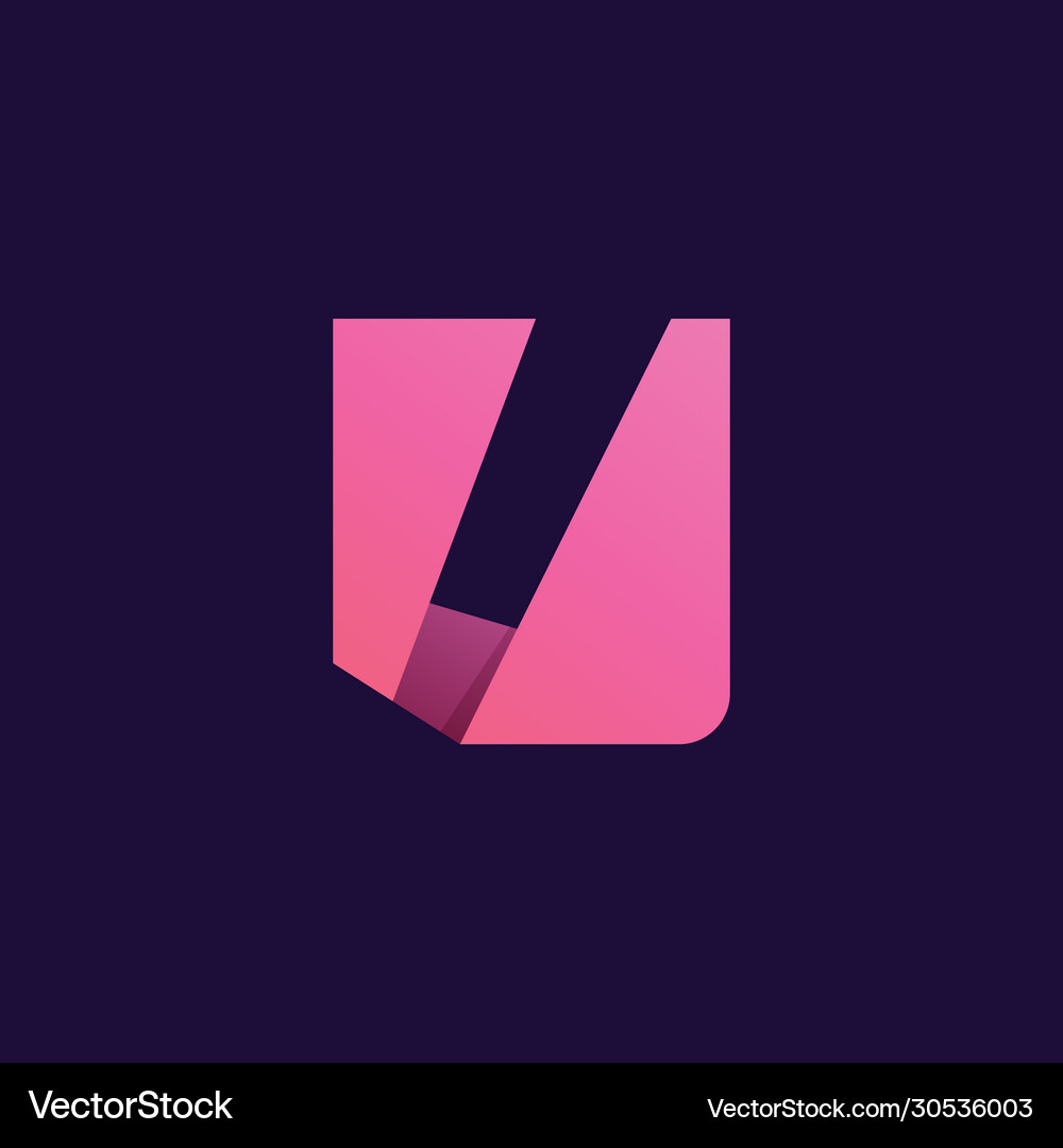 U letter logo folded paper style Royalty Free Vector Image