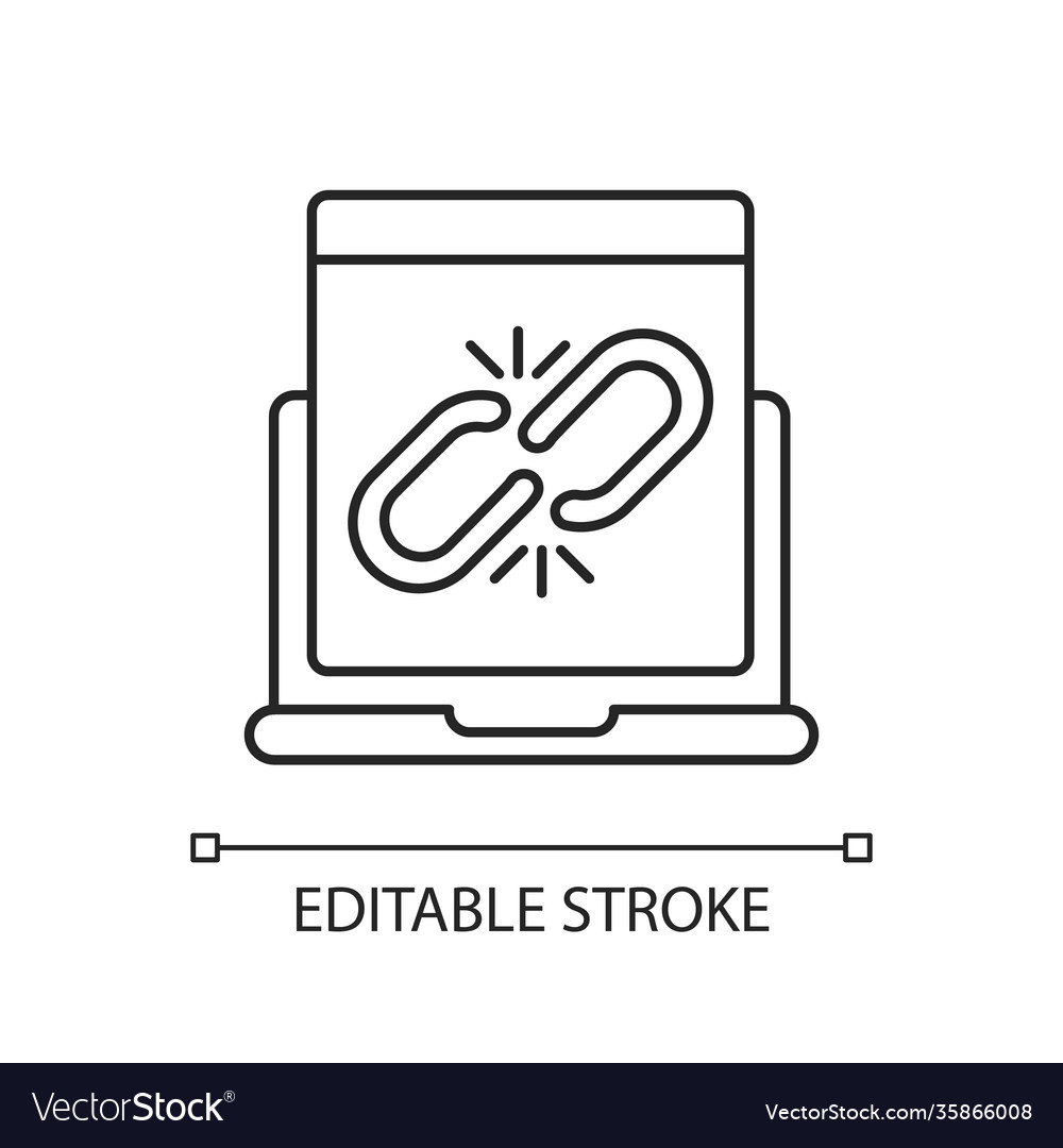 Broken link linear icon Royalty Free Vector Image