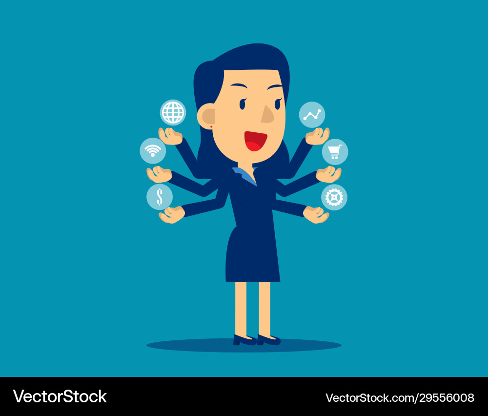 Business multitasking icon concept cute cartoon Vector Image