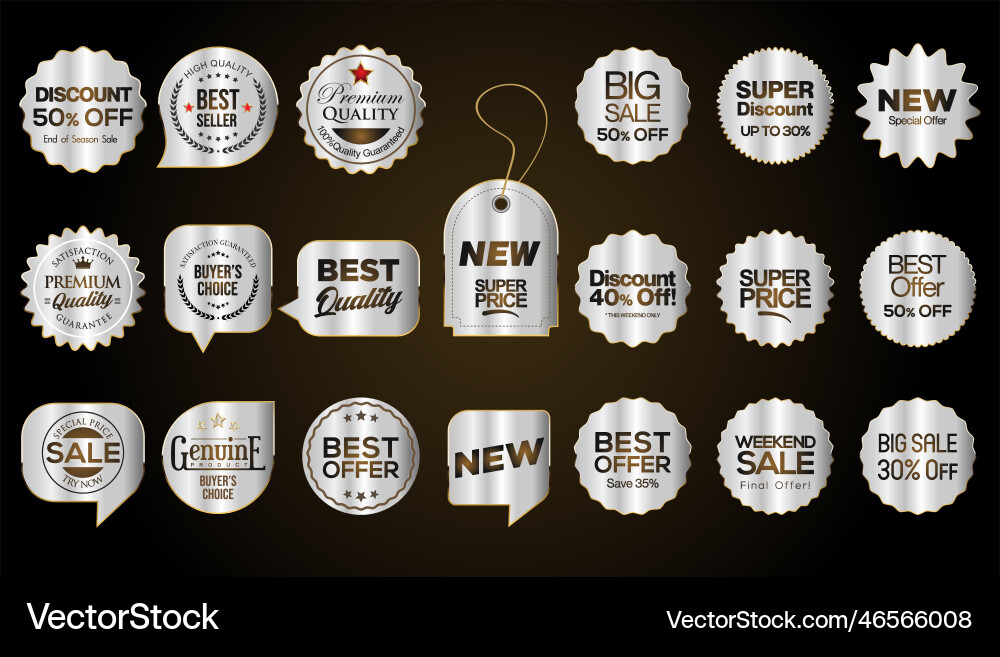Collection of modern silver new note label mark Vector Image