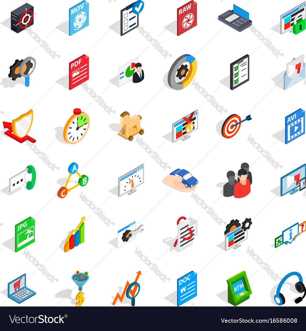 Database icons set isometric style Royalty Free Vector Image