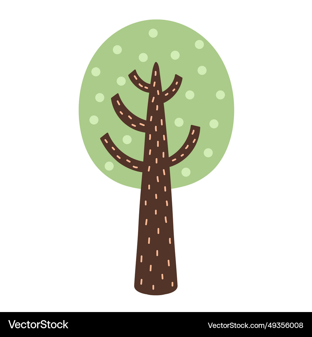 Doodle tree in cartoon style isolated on white Vector Image