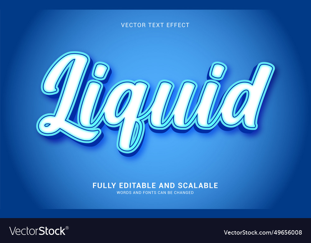 Editable text effect liquid style Royalty Free Vector Image