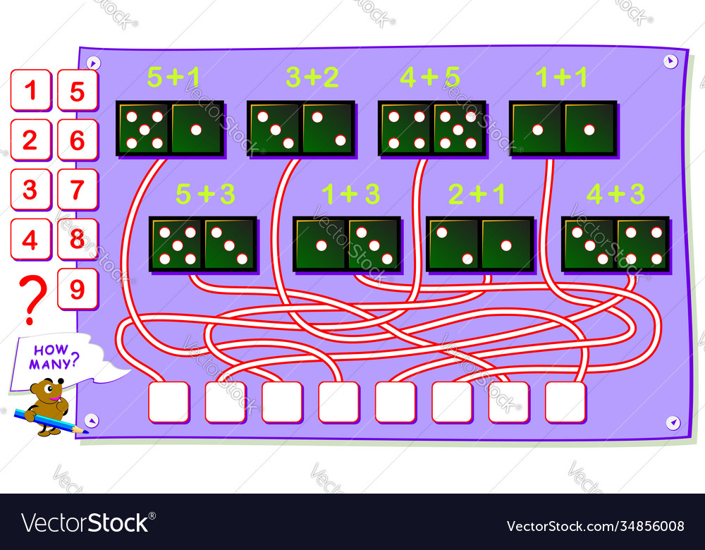 Educational page for kids on addition how many Vector Image