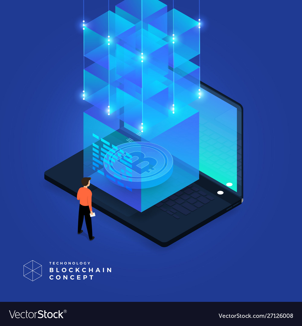 Flat design concept blockchain and cryptocurrency Vector Image