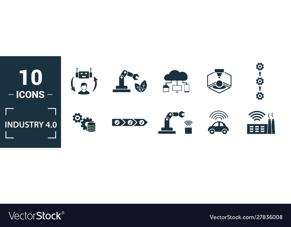 Industry 40 icon set include creative elements Vector Image