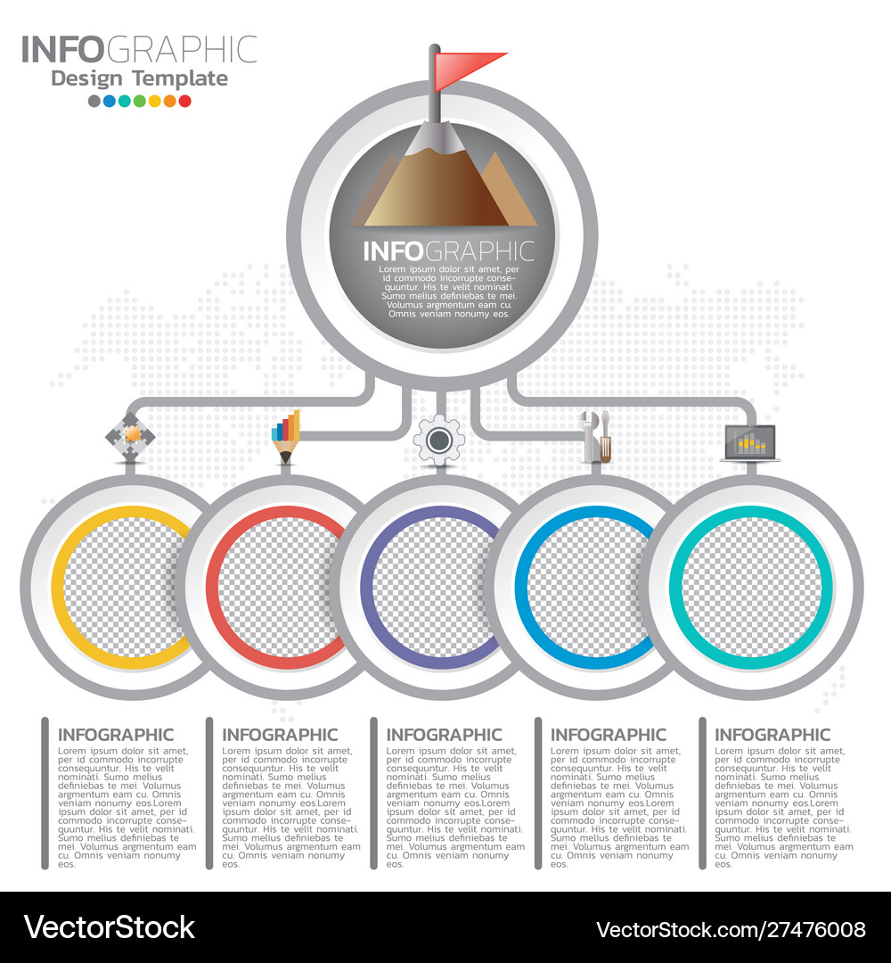 Infographic template design with 5 color options Vector Image