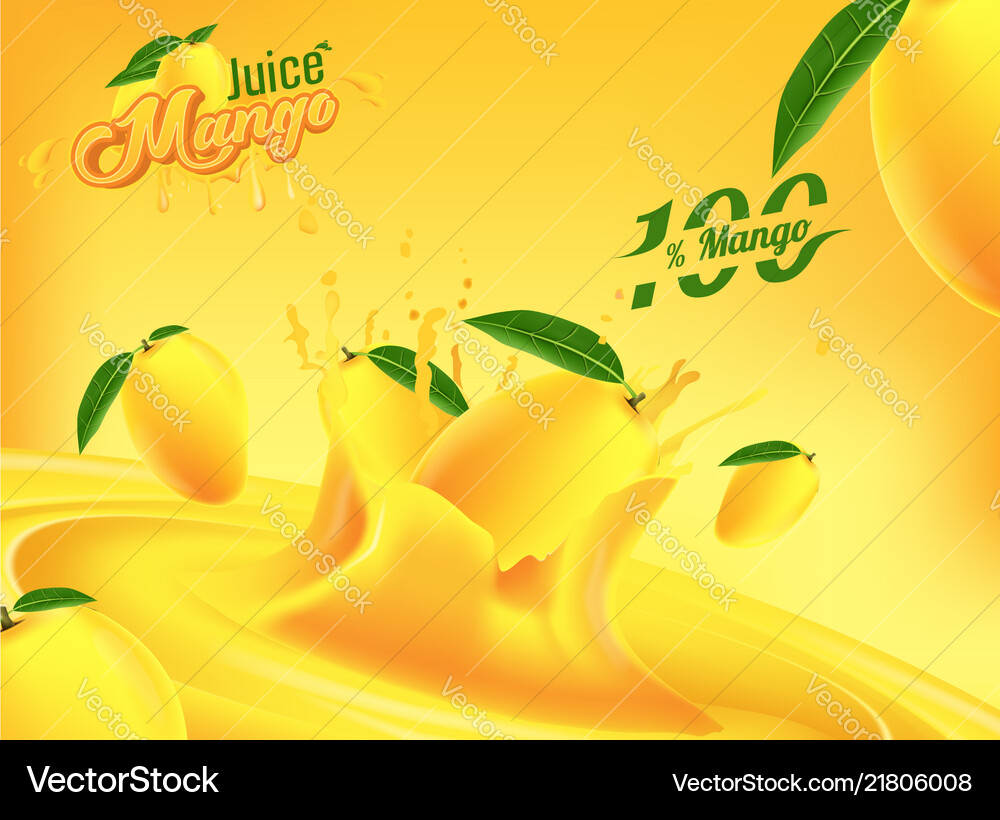 Mango juice advertising banner ads template Vector Image