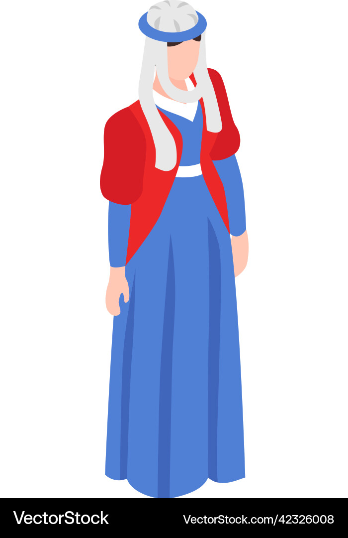 Medieval woman costume composition Royalty Free Vector Image