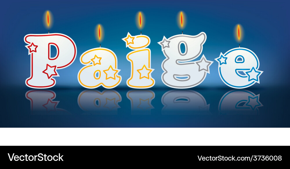 Paige written with burning candles Royalty Free Vector Image