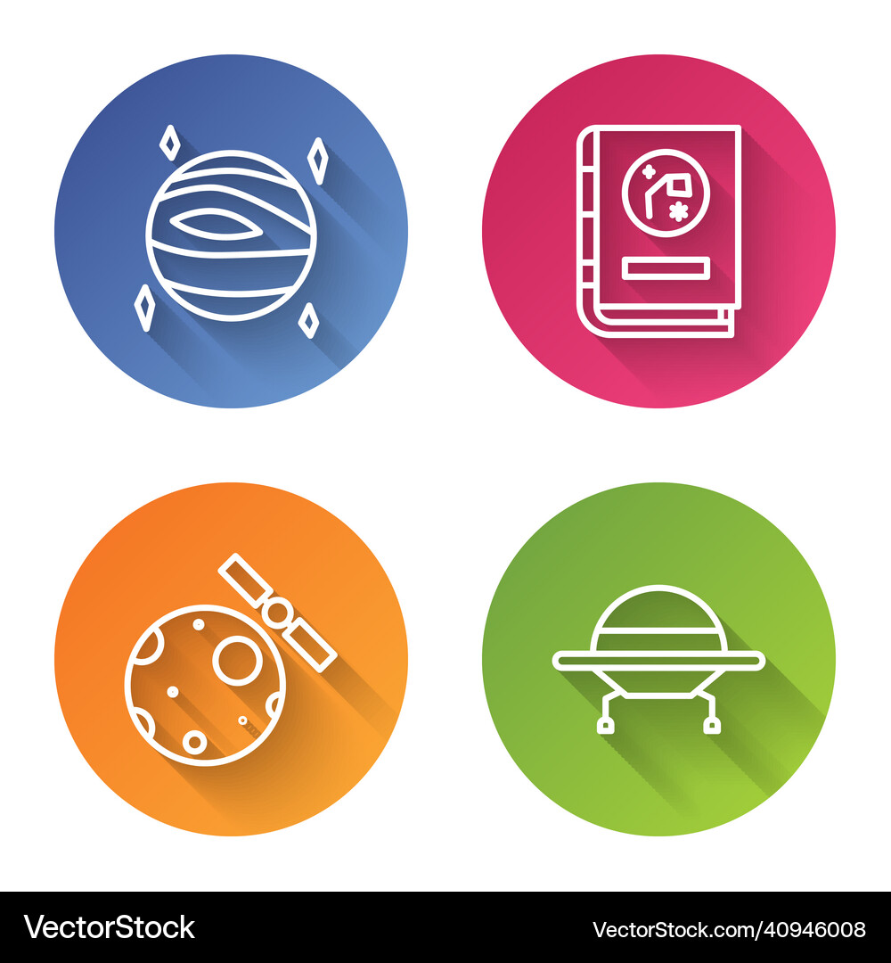 Set line planet venus book by astronomy Royalty Free Vector