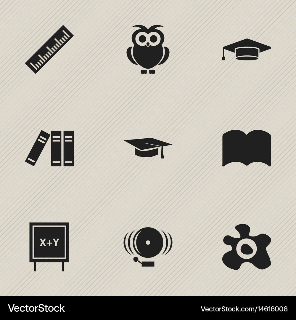Set of 9 editable graduation icons includes Vector Image