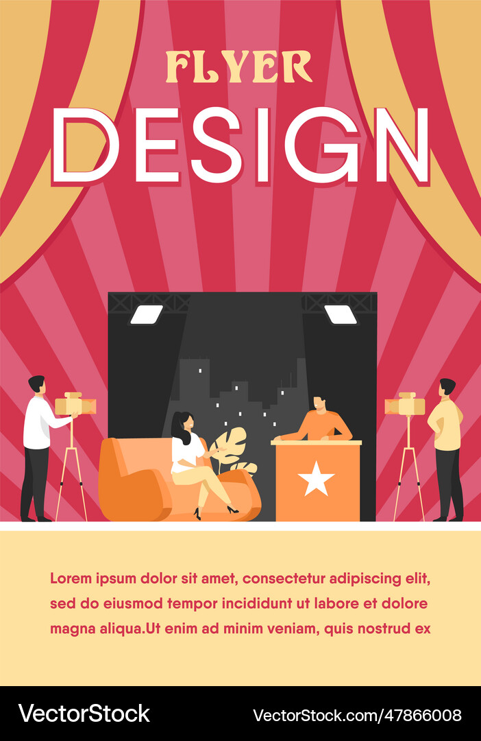 Tv host interviewing celebrity person in studio Vector Image