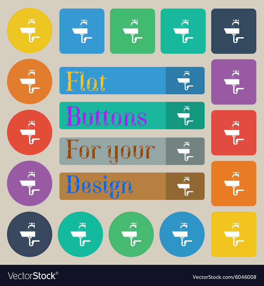 Washbasin icon sign set of twenty colored flat Vector Image Washbasin icon sign set of twenty colored flat Vector Image