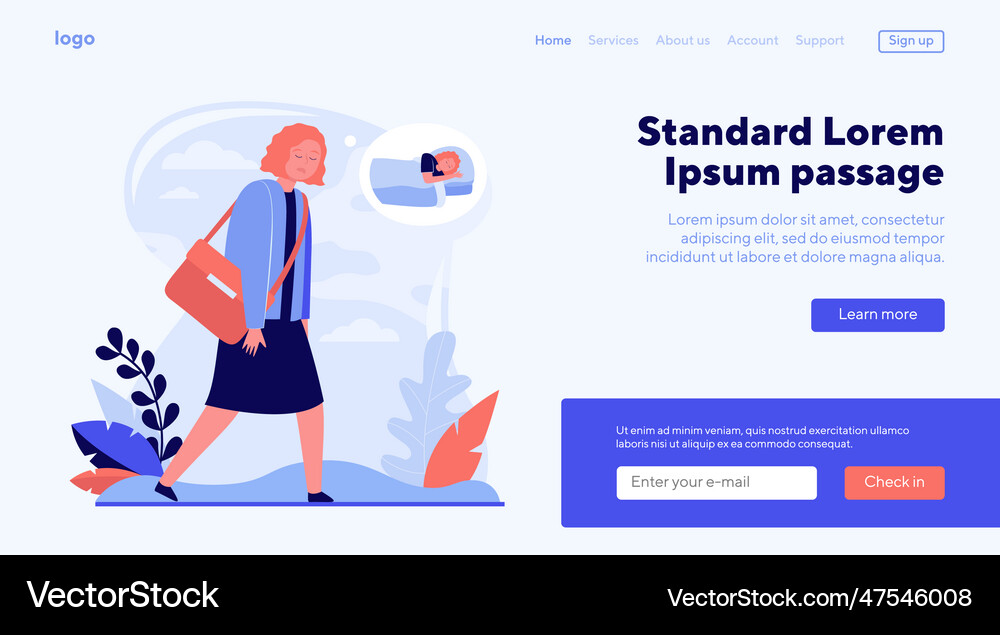 Young sleepy woman going to work or study Vector Image