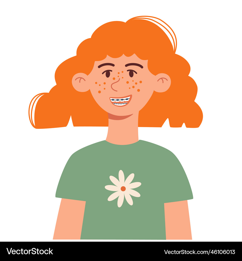 0131 braces girl Royalty Free Vector Image - VectorStock