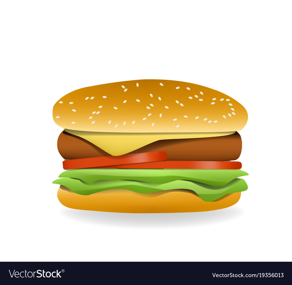 3d hamburger side view Royalty Free Vector Image
