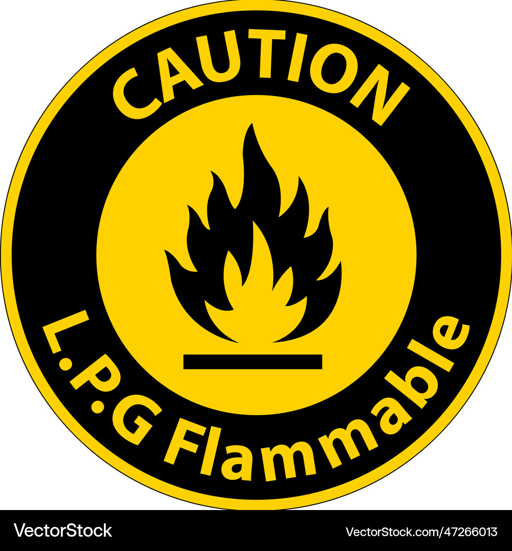 Caution lpg flammable symbol sign on white Vector Image