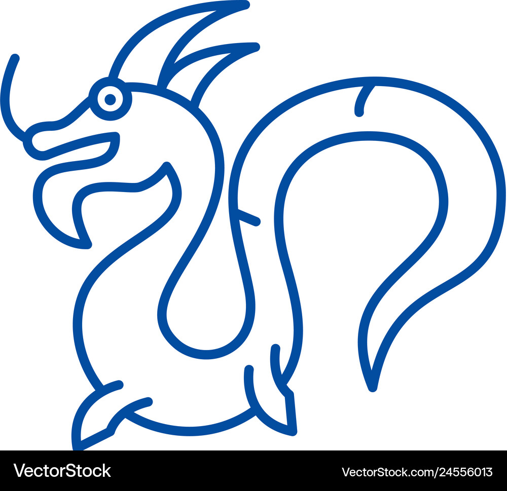 Chinese dragon line icon concept dragon Royalty Free Vector