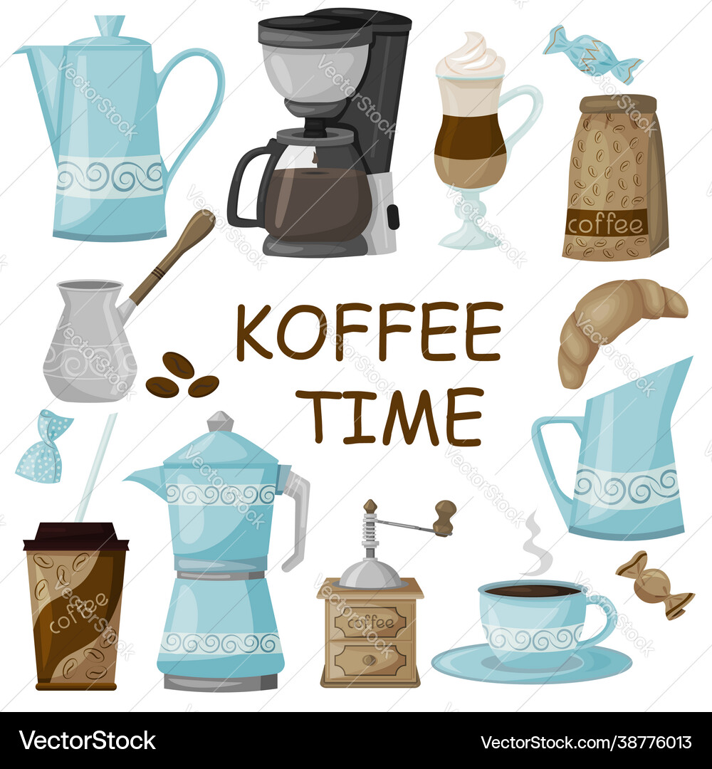 Coffee set Royalty Free Vector Image - VectorStock
