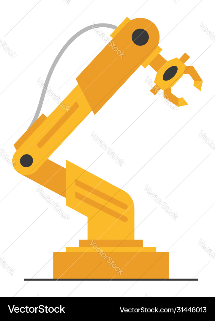 Flat robot arm welding at factory line modern Vector Image
