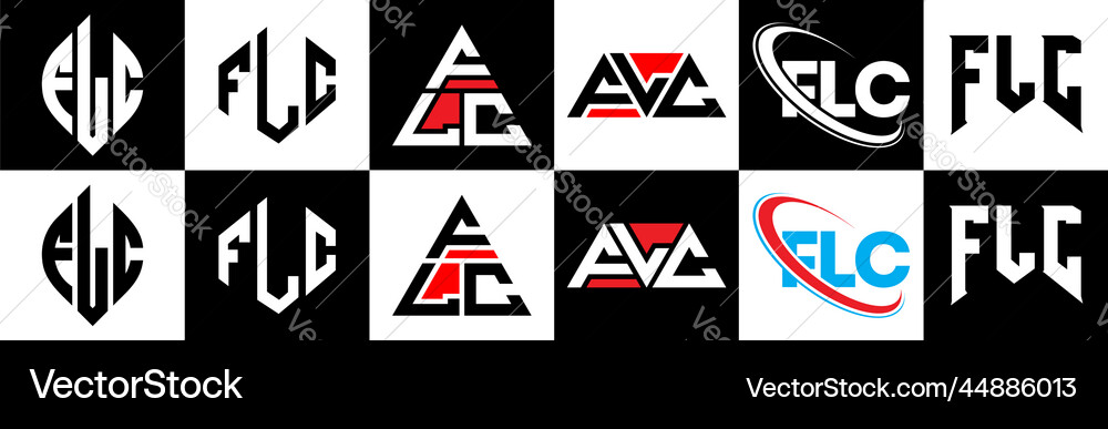 Flc letter logo design in six style polygon Vector Image