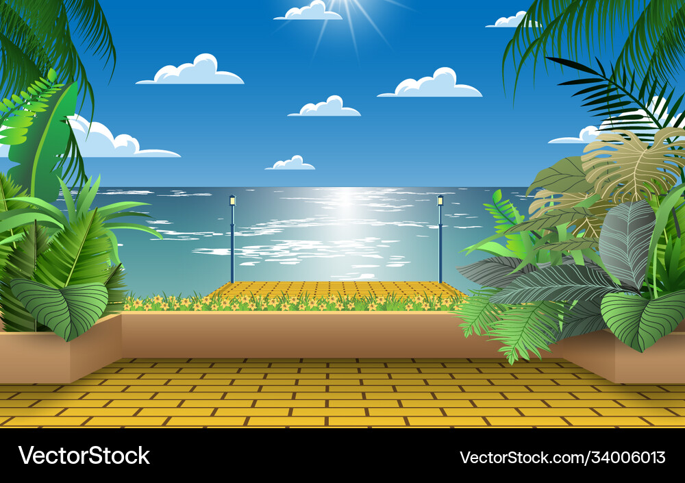 Landscape walkway at beach in day time Royalty Free Vector
