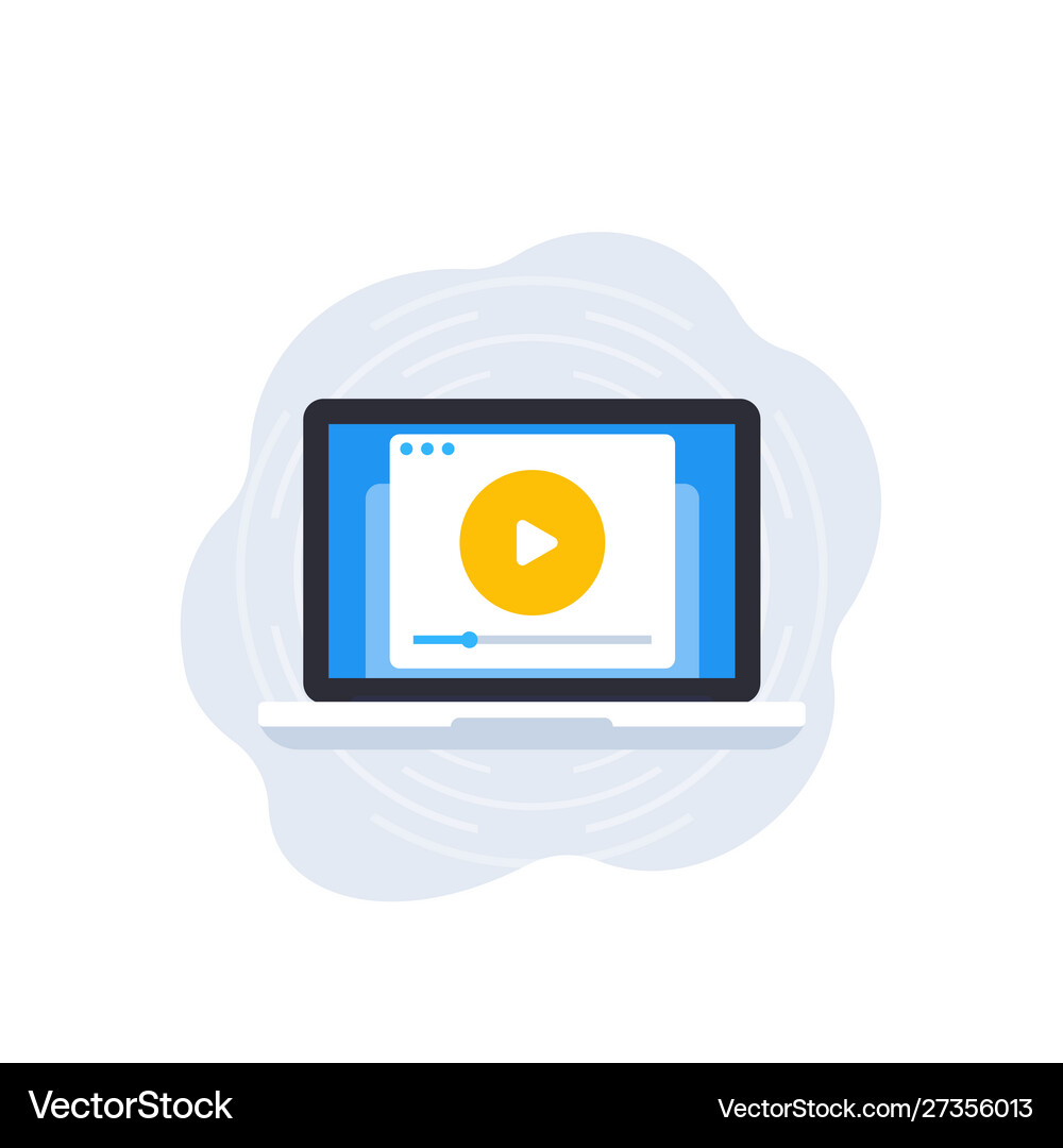 Play video player on screen laptop icon Royalty Free Vector