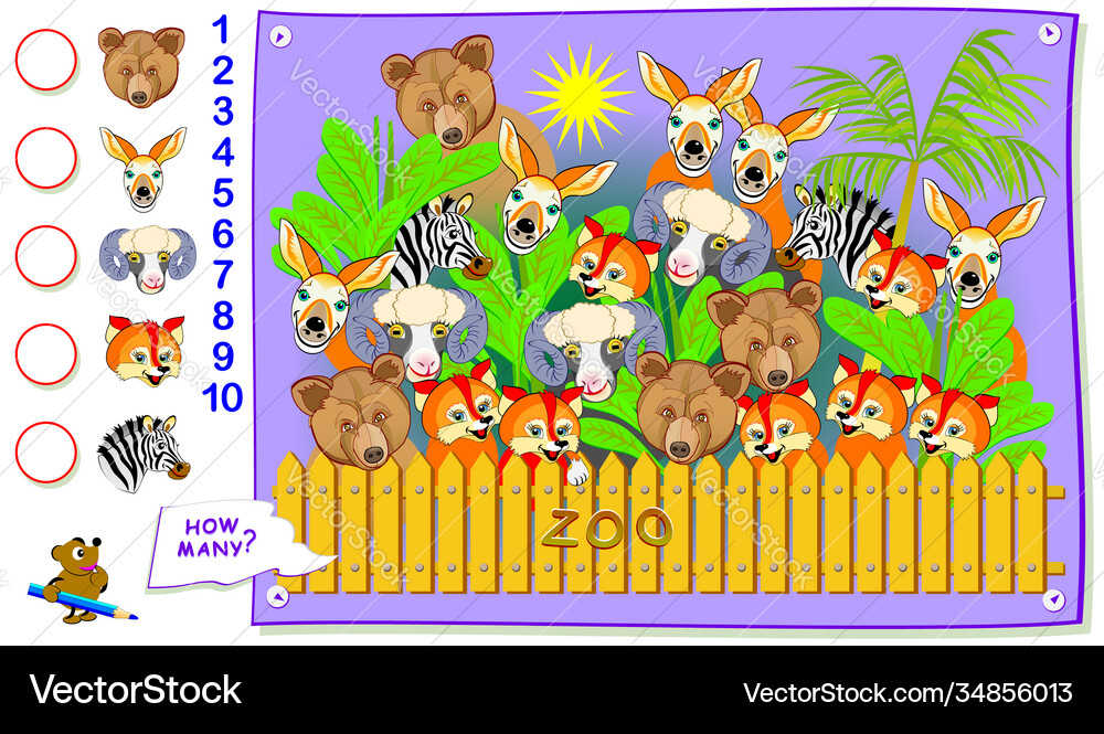 Printable educational page for kids how many Vector Image