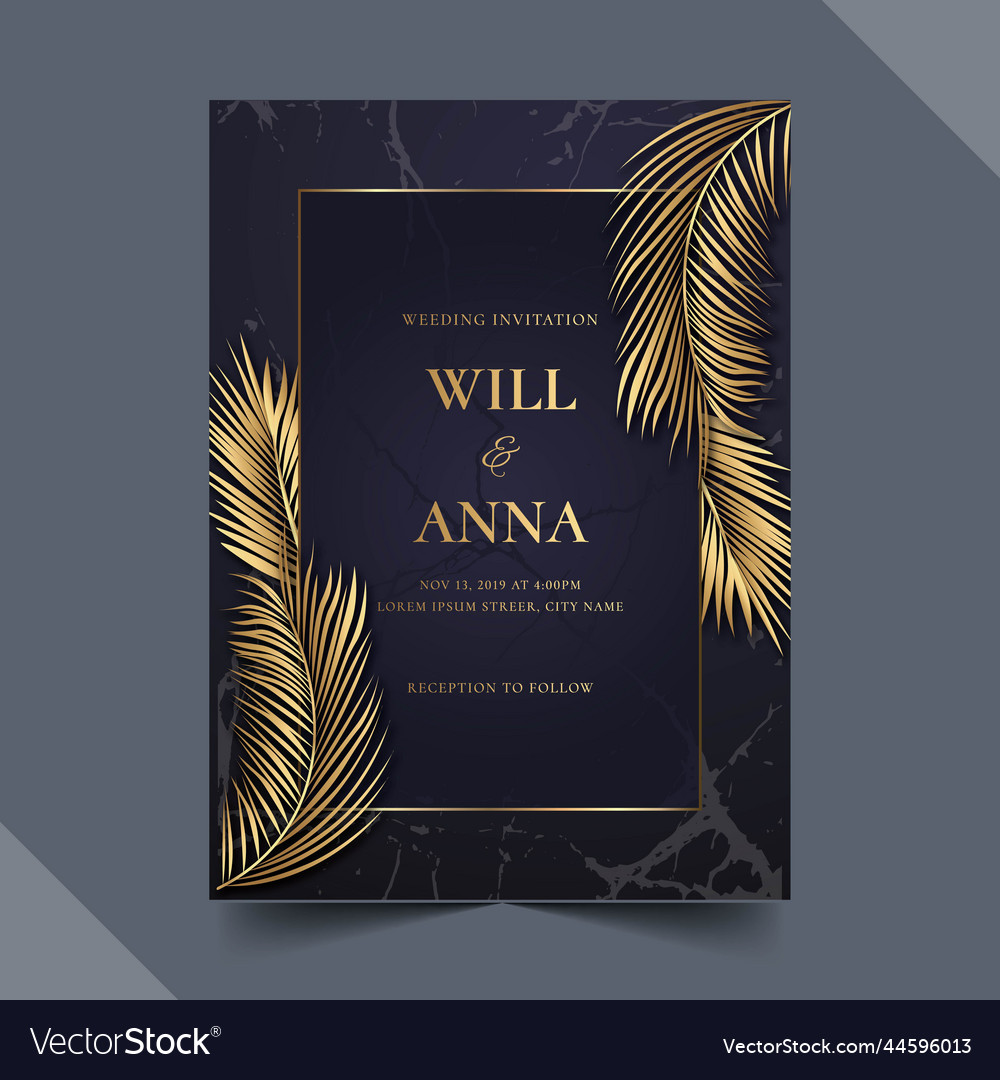 Realistic golden luxury wedding invitation Vector Image Realistic golden luxury wedding invitation Vector Image