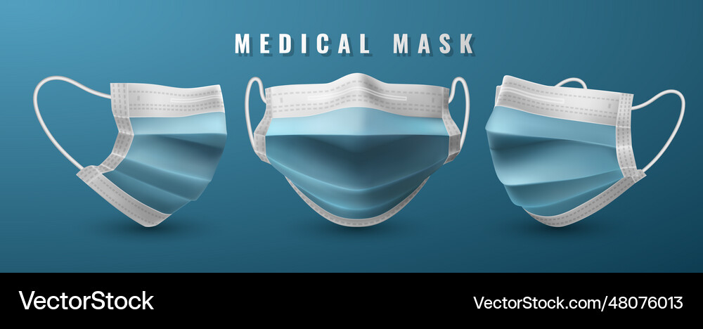 Realistic medical face mask details 3d Royalty Free Vector