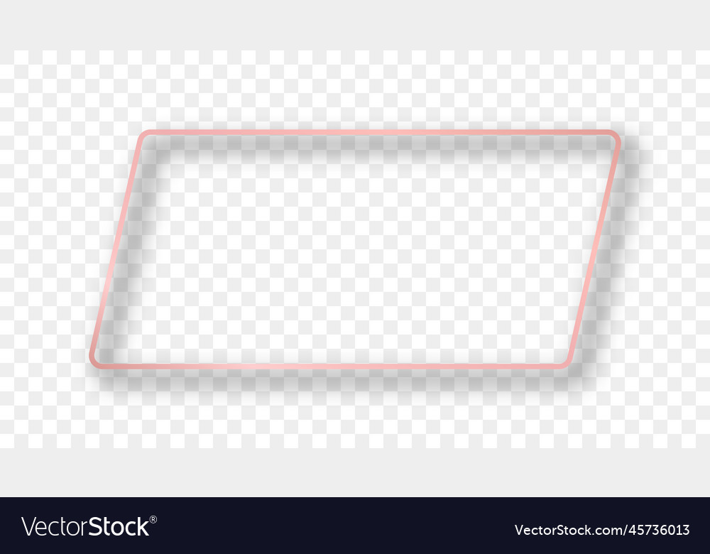 Rose gold glowing rounded rectangular shape frame Vector Image