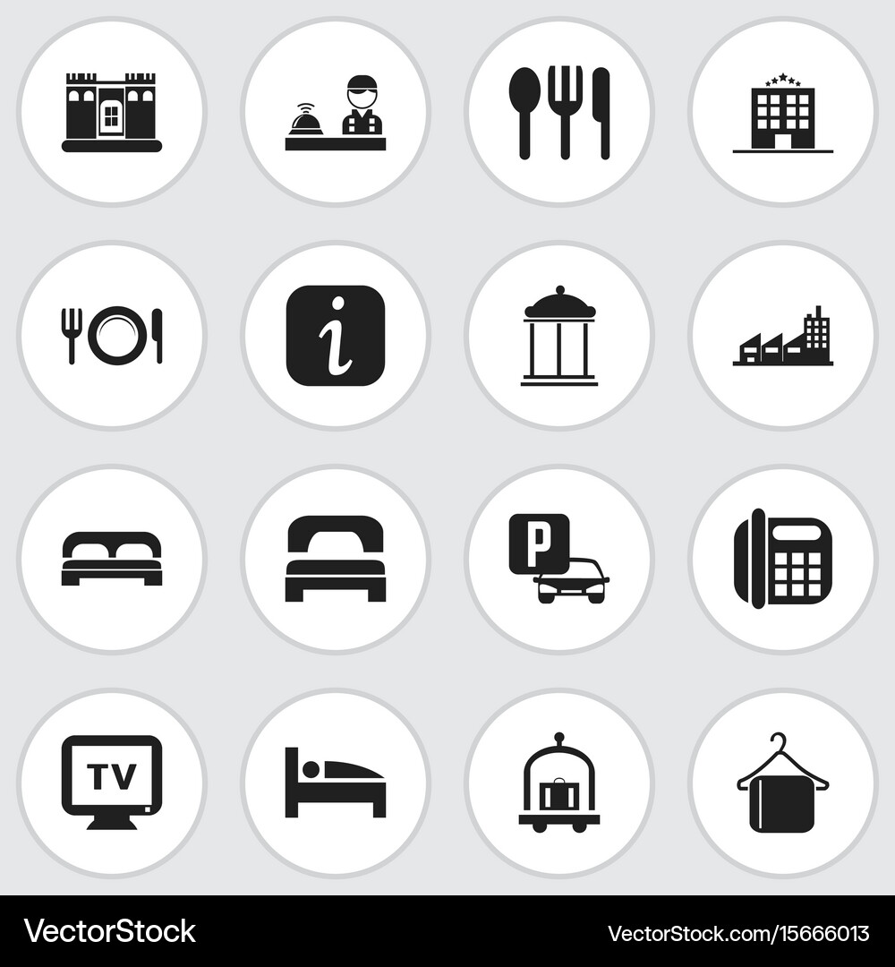 Set 16 editable hotel icons includes symbols Vector Image