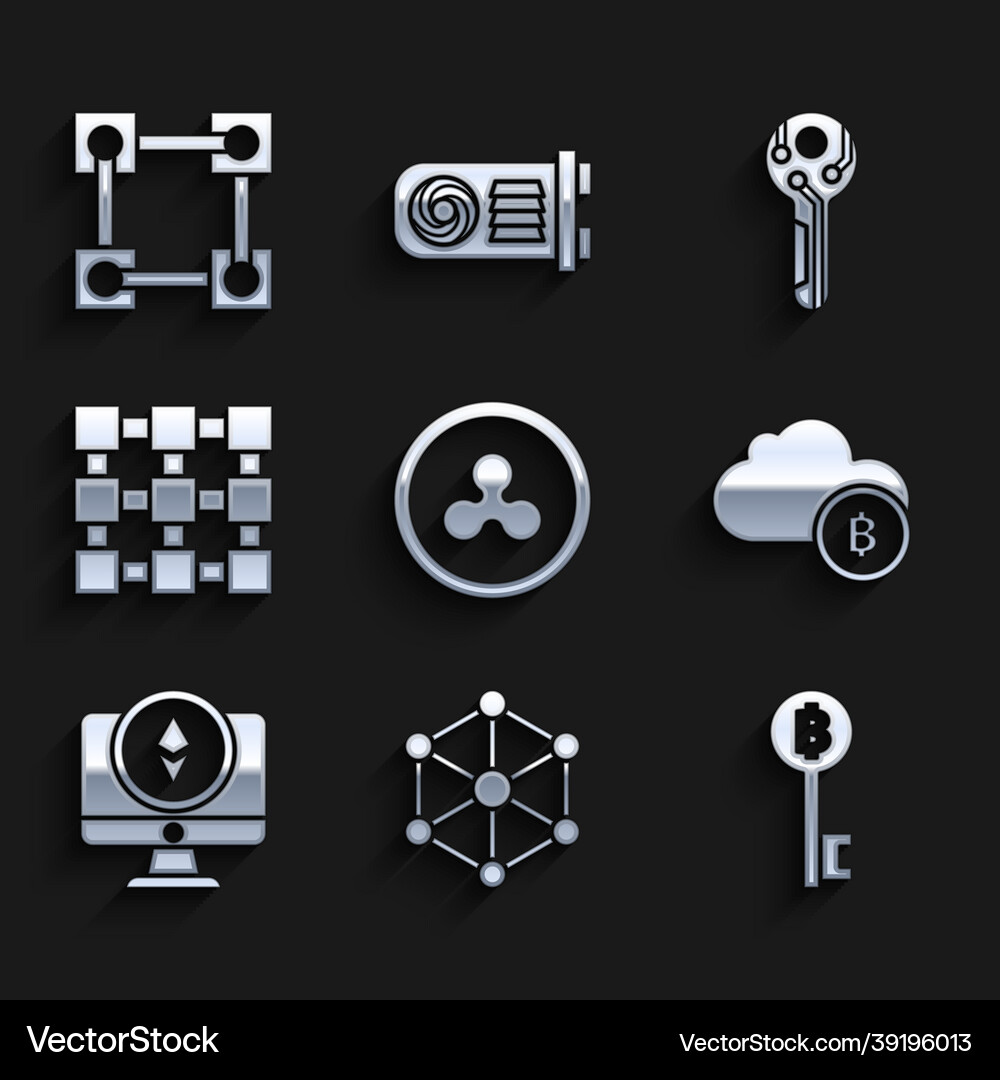 Set cryptocurrency coin ripple xrp blockchain Vector Image