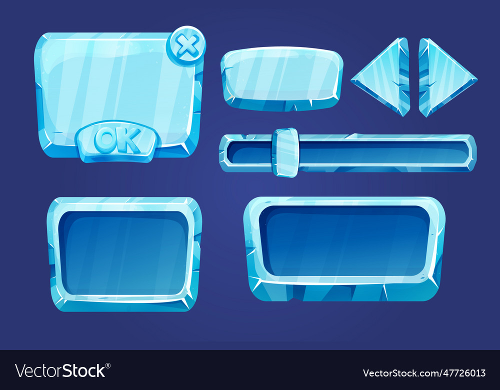 Set game menu assets ice buttons interface Vector Image Set game menu assets ice buttons interface Vector Image