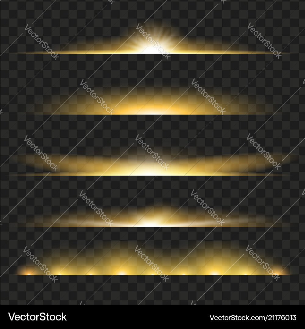 Set of yellow glowing light effect isolated Vector Image