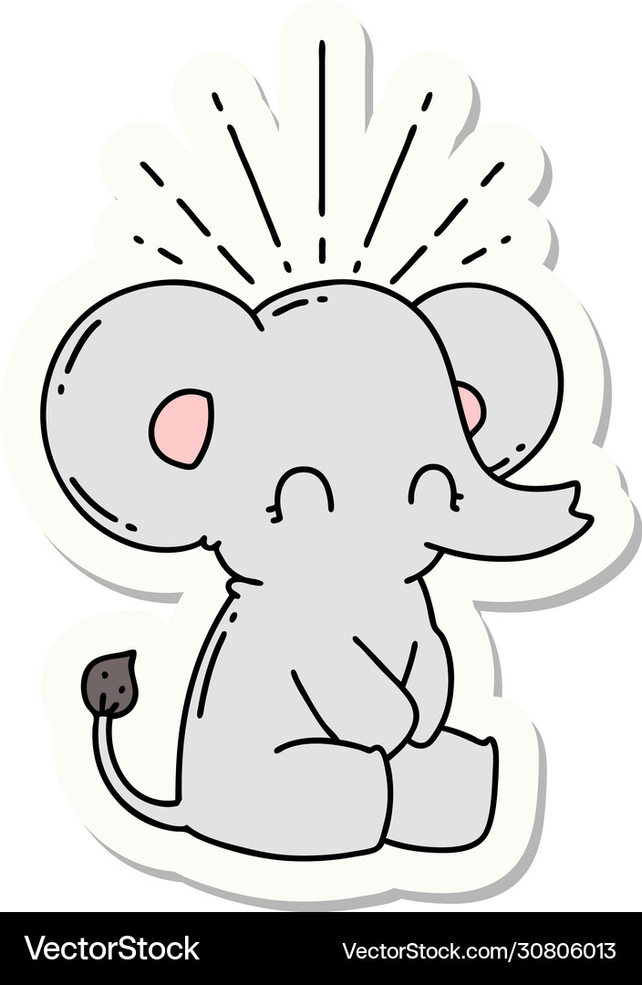 Sticker tattoo style cute elephant Royalty Free Vector Image