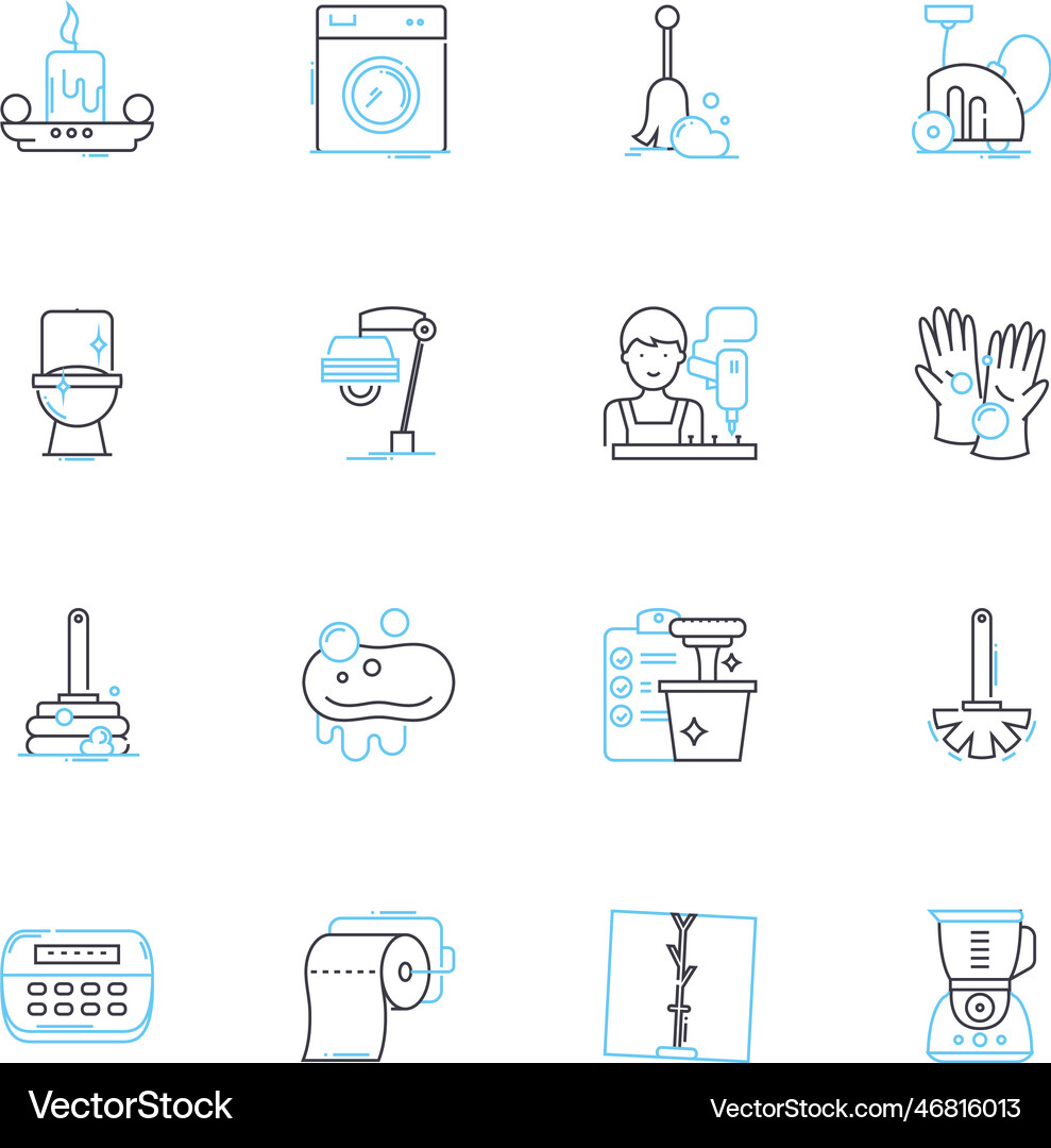 Table linear icons set furniture surface dining Vector Image