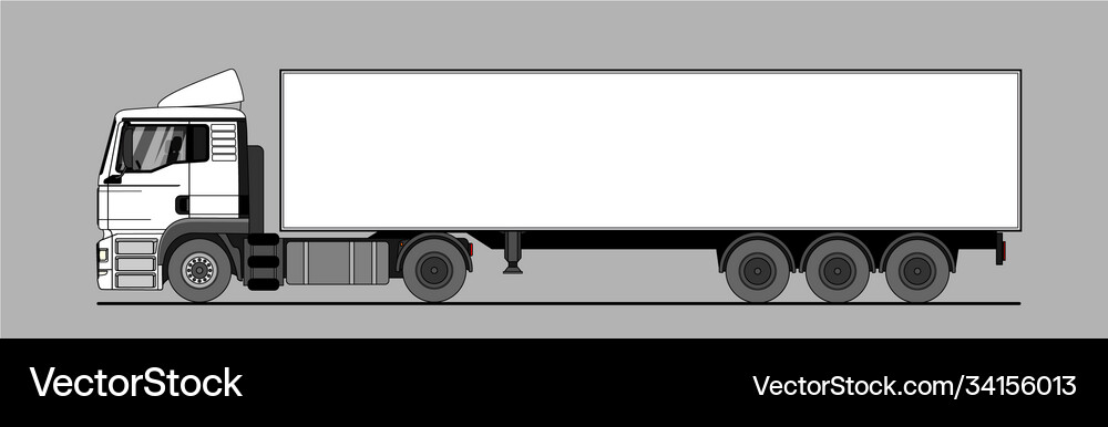 Truck lorry semitrailer side view white blank Vector Image