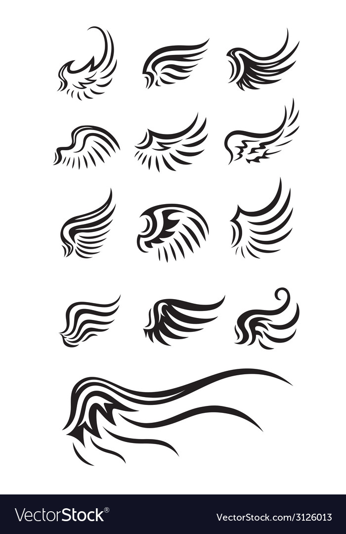 Wing set Royalty Free Vector Image - VectorStock