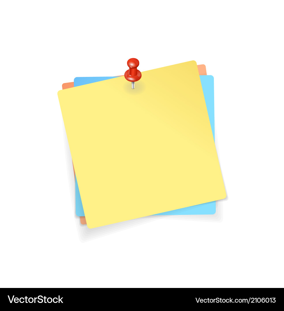 Yellow red blue stickers and pin Royalty Free Vector Image
