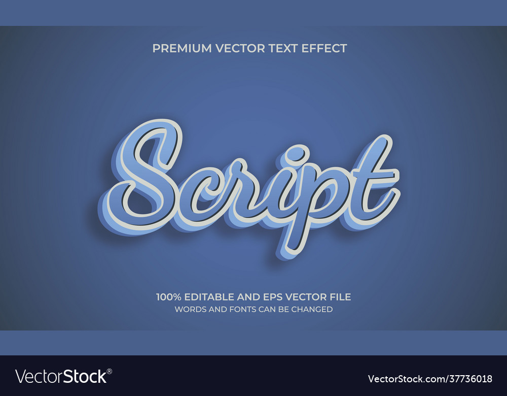 3d Script Text Effect Editable Text Style Vector Image