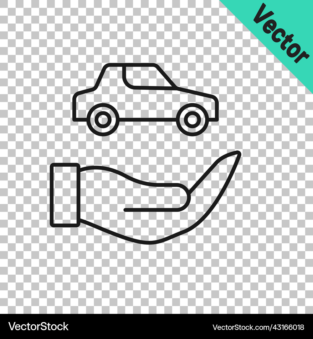 Black line car insurance icon isolated Royalty Free Vector