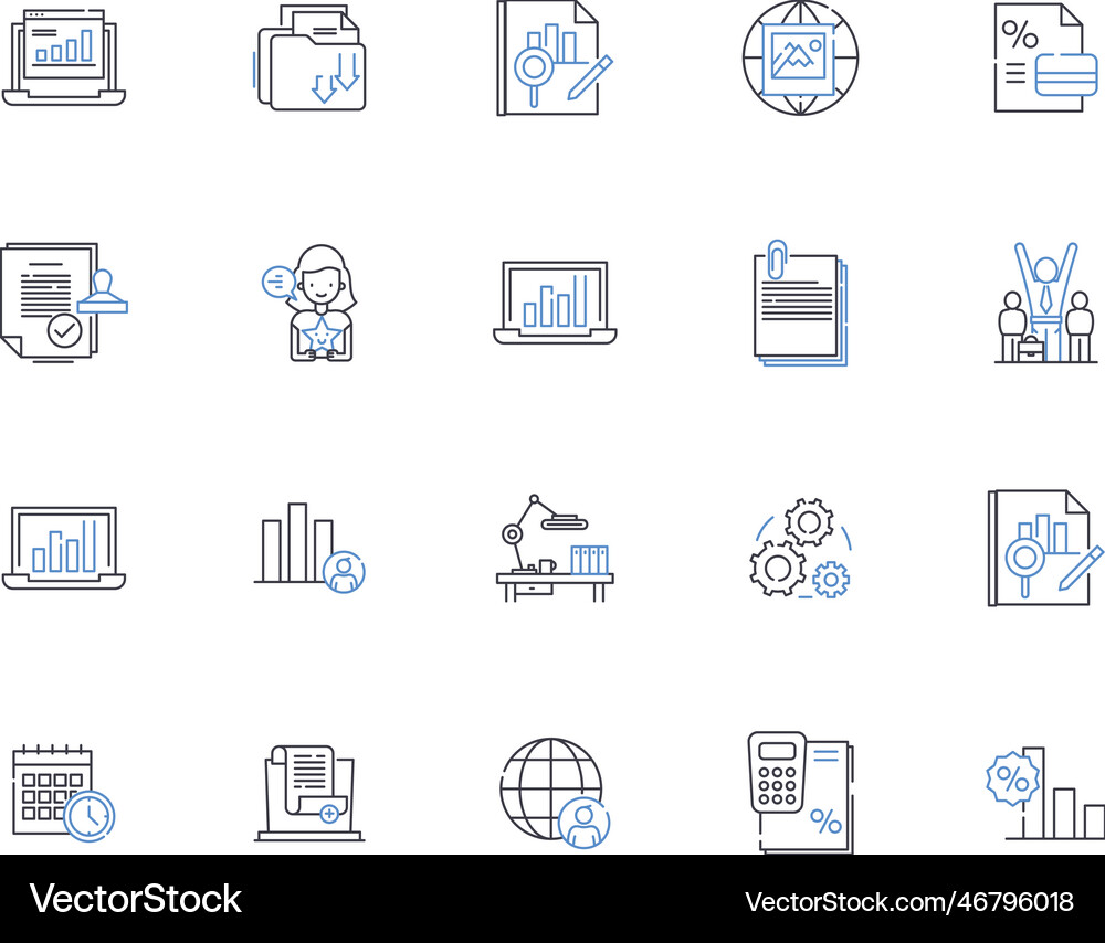 Competitive analysis line icons collection rivals Vector Image