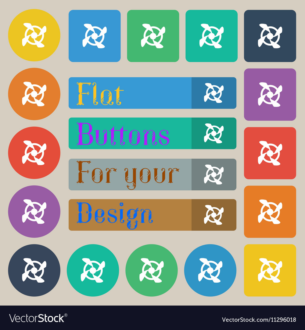 Fan icon sign set of twenty colored flat round Vector Image